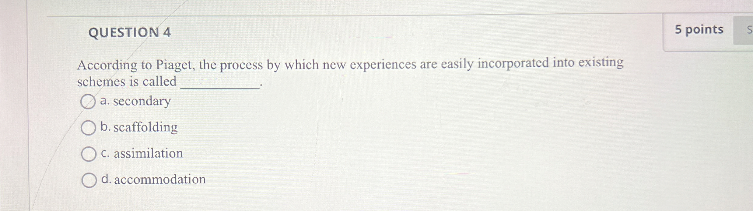 Solved QUESTION 45 pointsAccording to Piaget, the process | Chegg.com Solved QUESTION 45 pointsAccording to Piaget, the process | Chegg.com