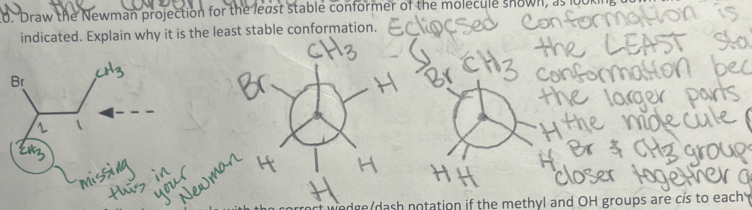 Solved Draw the Newman projection for the least table | Chegg.com