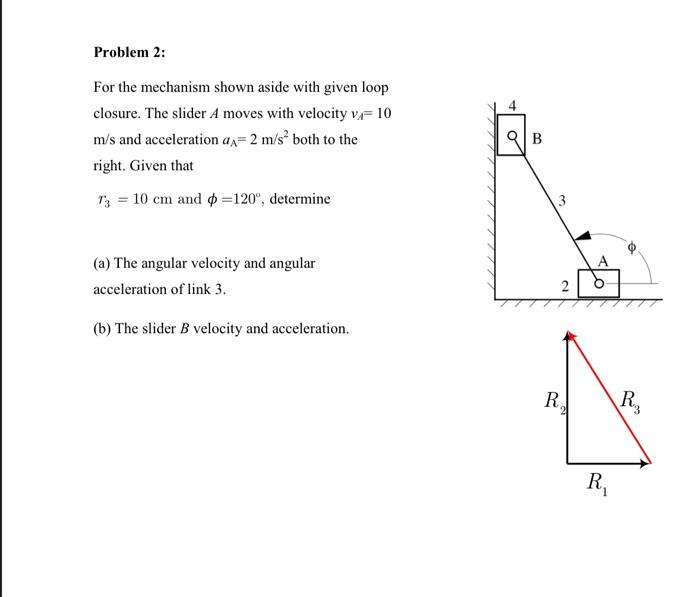 Solved For the mechanism shown aside with given loop | Chegg.com