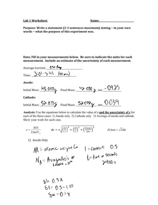 Solved Lab 1 Worksheet Name: Purpose: Write a statement ( | Chegg.com