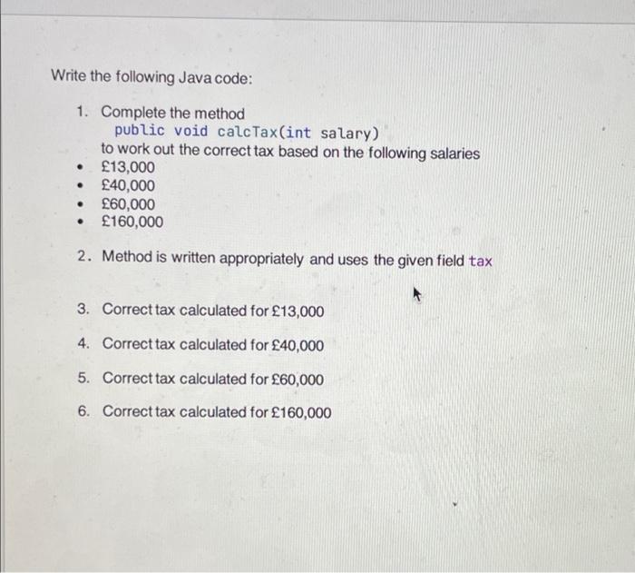 Solved Write the following Java code: 1. Complete the method | Chegg.com