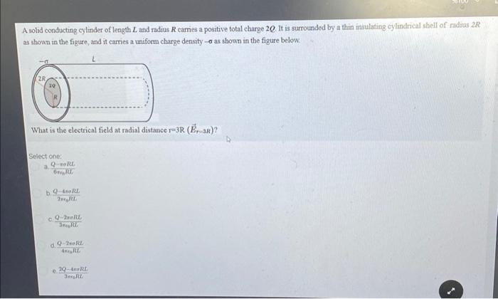 Solved A solid conducting cylinder of length L and radius R | Chegg.com