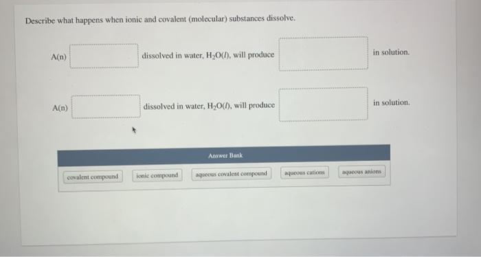 Solved Describe what happens when ionic and covalent | Chegg.com