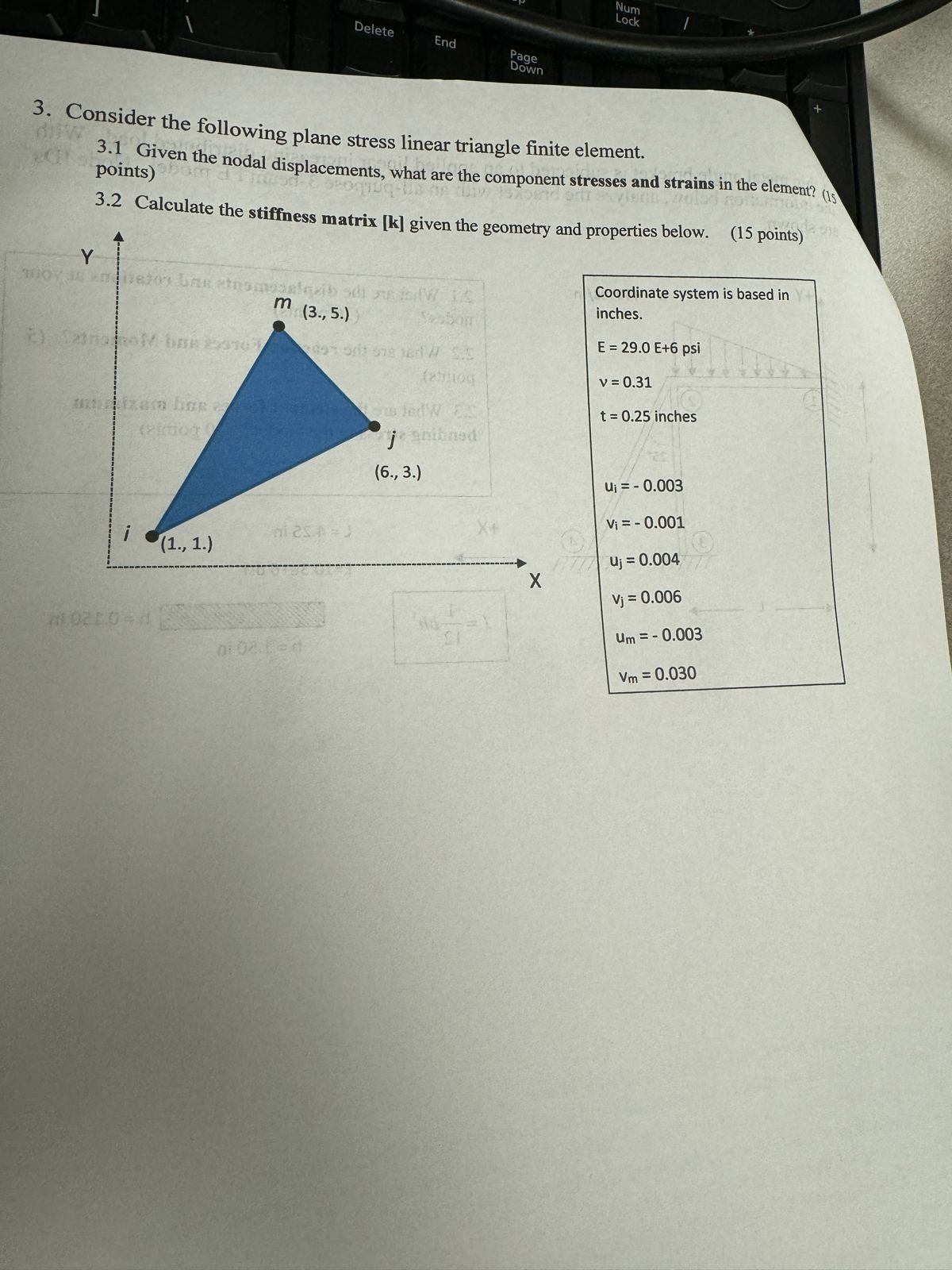 Solved Consider the following plane stress linear triangle | Chegg.com
