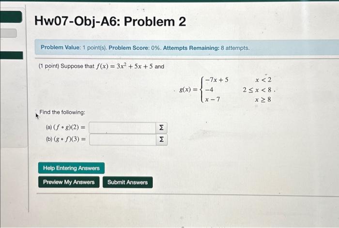 Solved Hw07-Obj-A6: Problem 2 Problem Value: 1 point(s). | Chegg.com Solved Hw07-Obj-A6: Problem 2 Problem Value: 1 point(s). | Chegg.com