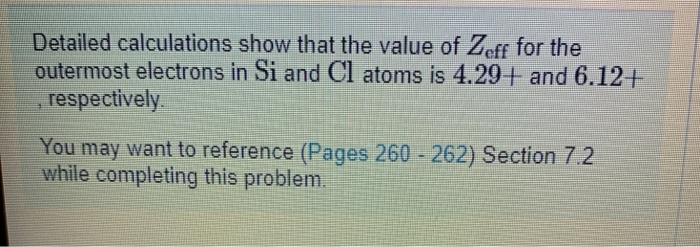 Solved Detailed calculations show that the value of Zeff for | Chegg.com