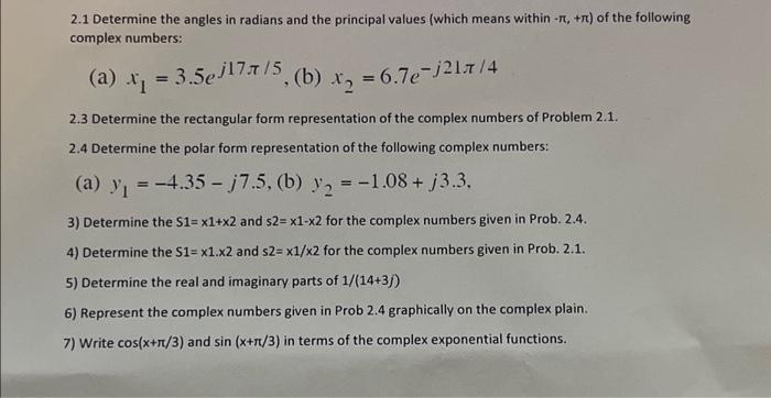 Solved 2.1 Determine the angles in radians and the principal | Chegg.com
