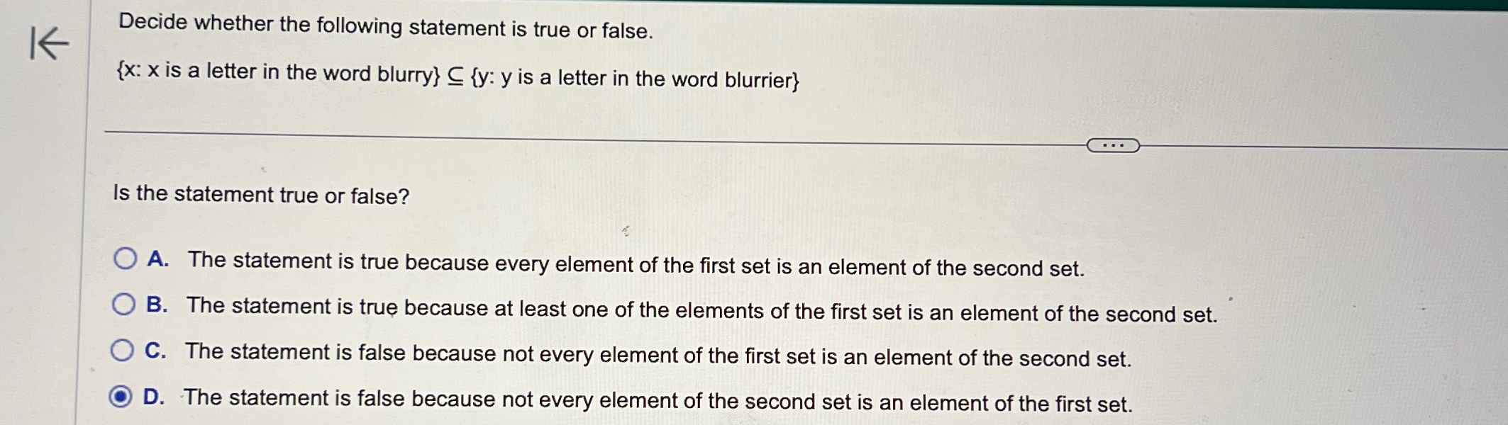Solved Decide whether the following statement is true or | Chegg.com