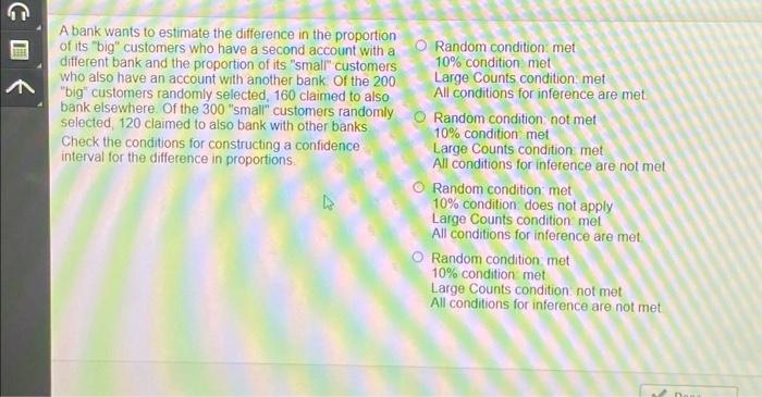 Solved CO ← A bank wants to estimate the difference in the | Chegg.com