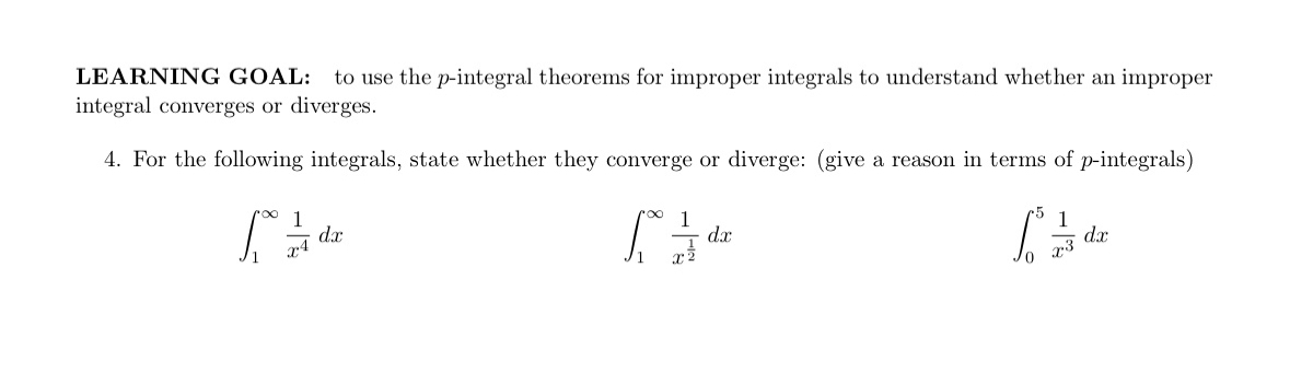 Solved LEARNING GOAL: to use the p-integral theorems for | Chegg.com