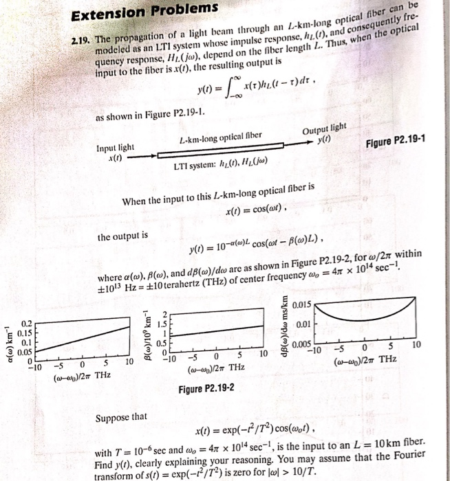Solved Extension Problems km-long optical fiber can be AL(), | Chegg.com