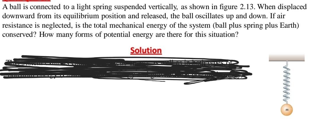 Solved A ball is connected to a light spring suspended | Chegg.com