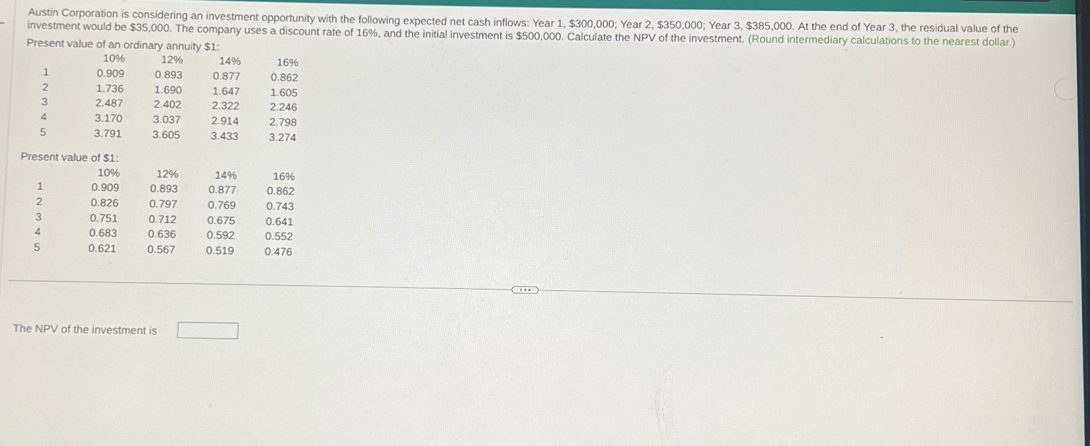 Solved Present value of an ordinary annuity $1 | Chegg.com