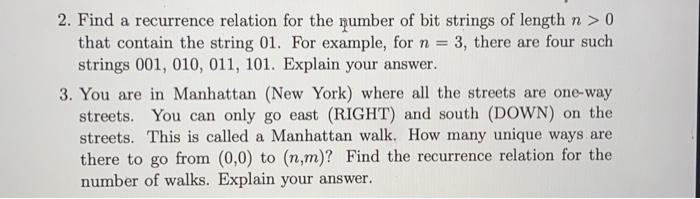 Solved 2 Find A Recurrence Relation For The Number Of Bit