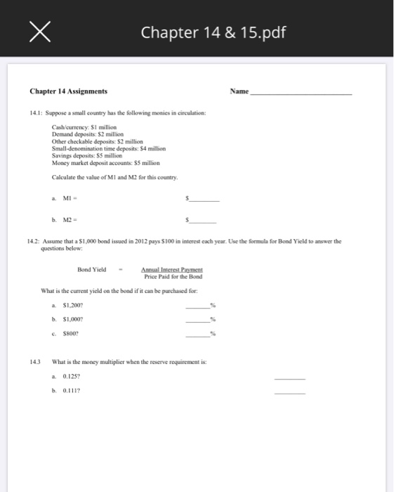 Solved Chapter 14 & 15.pdf Chapter 14 Assignments 14.1: | Chegg.com