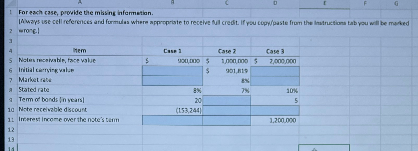 Solved 1 ﻿For each case, provide the missing | Chegg.com