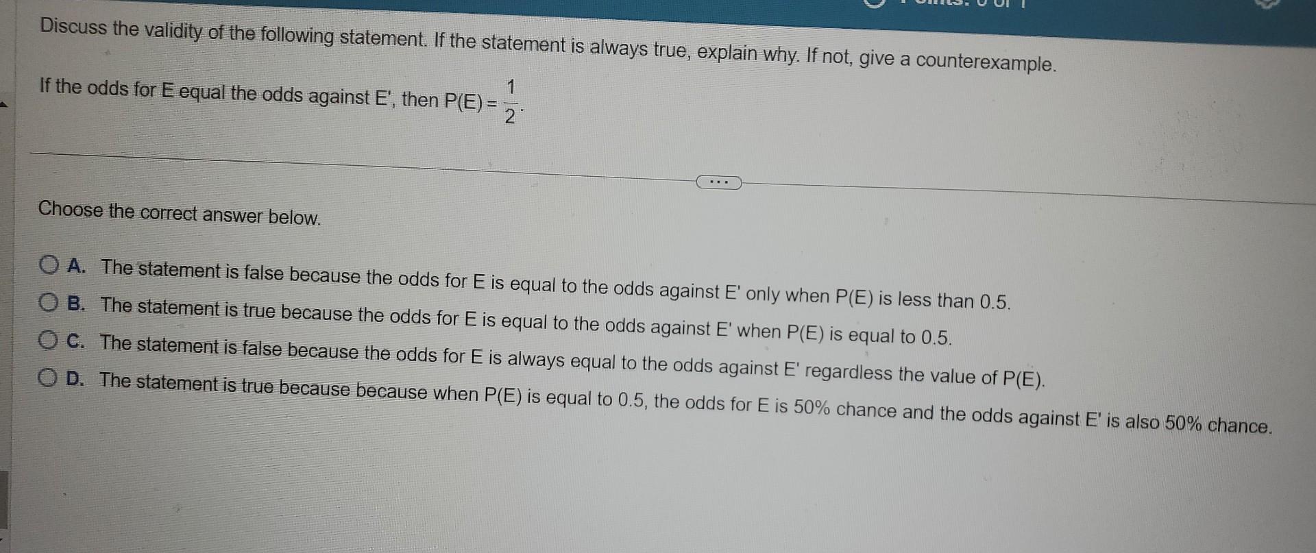 Solved Discuss the validity of the following statement. If | Chegg.com