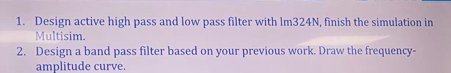 Solved 1)Design active high pass and low pass filter with | Chegg.com