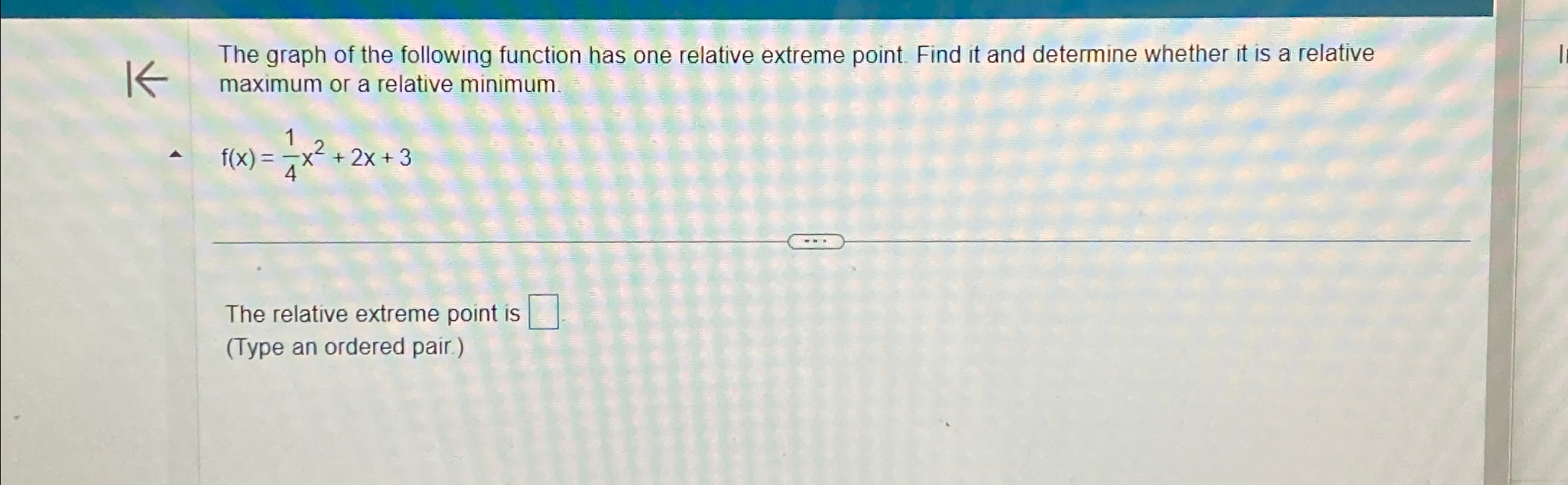 Solved The graph of the following function has one relative | Chegg.com