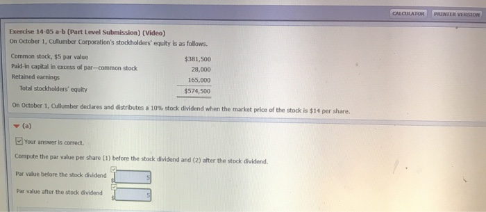 Solved CALCULATOR PRINTER VERSION Exercise 14-05 a-b (Part | Chegg.com