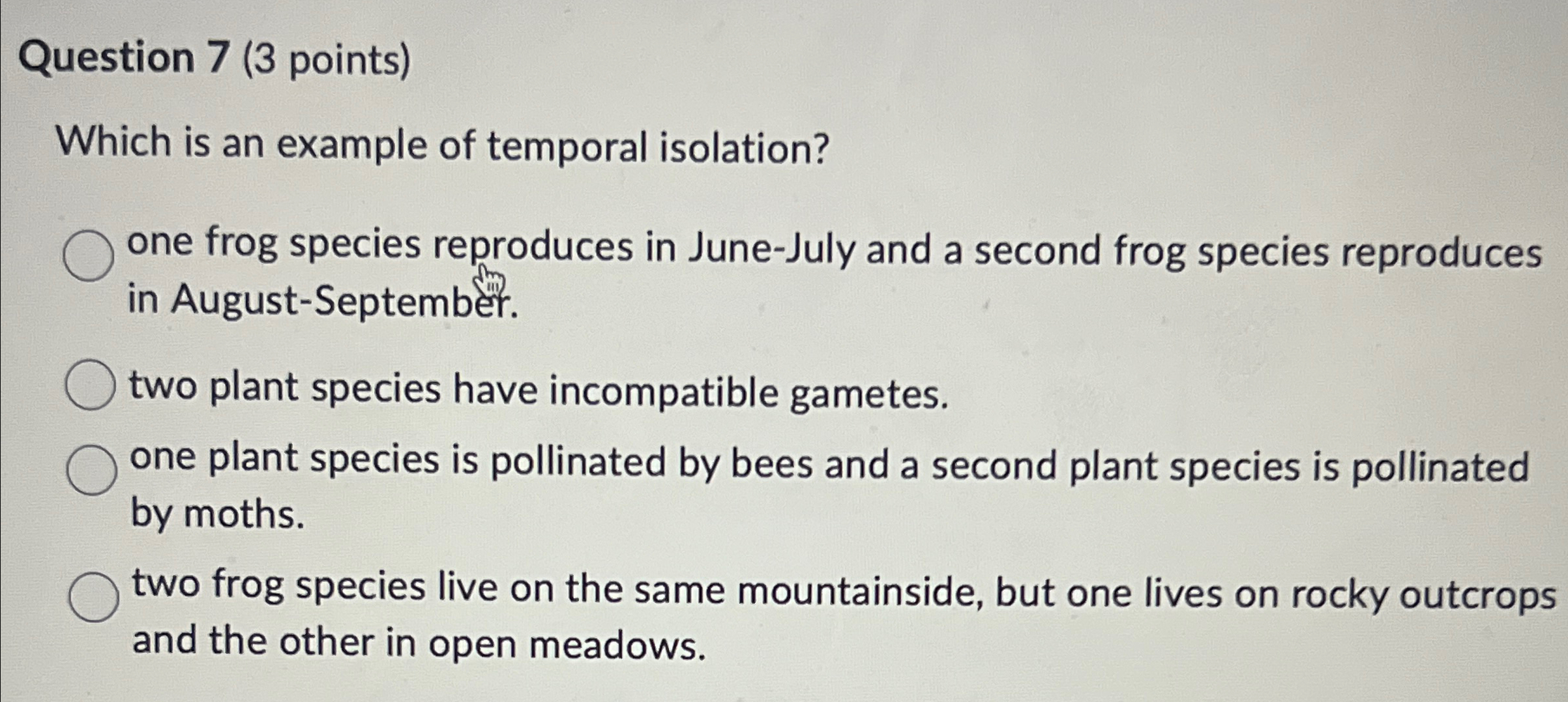 Solved Question 7 (3 ﻿points)Which is an example of temporal | Chegg.com
