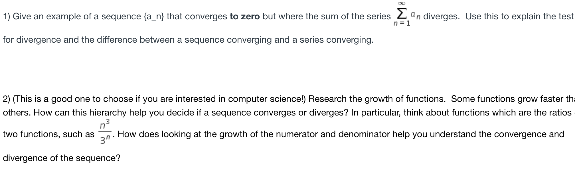 Solved Give An Example Of A Sequence A N Some Functions