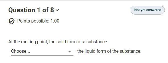 Solved Question 1 ﻿of 8 ﻿~Points possible: 1.00At the | Chegg.com