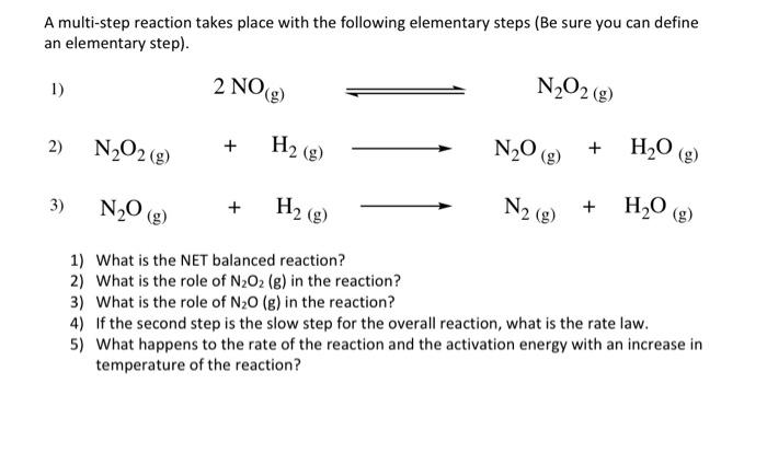Solved A multi-step reaction takes place with the following | Chegg.com