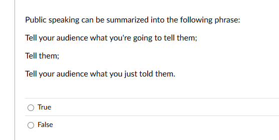 Solved Public speaking can be summarized into the following | Chegg.com