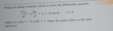 Solved Design an analog computer circuit to solve the | Chegg.com
