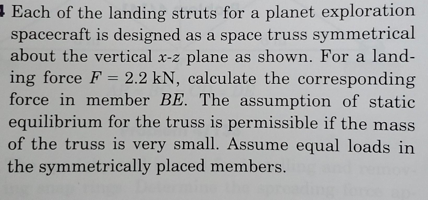 Solved Each of the landing struts for a planet exploration | Chegg.com
