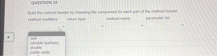 Solved java , choose from the options for all 4 blanks in | Chegg.com