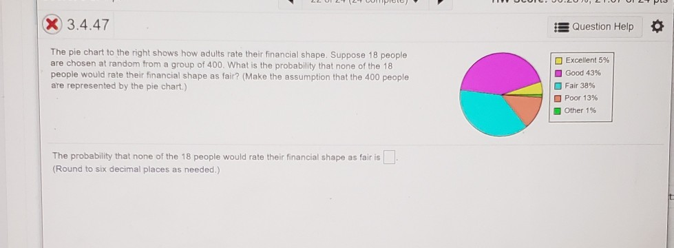 Solved 3.4.47 Question Help o The pie chart to the right | Chegg.com