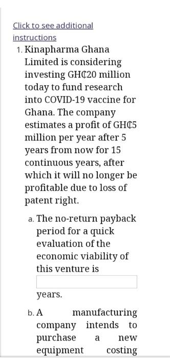 Solved Click to see additional instructions 1. Kinapharma | Chegg.com