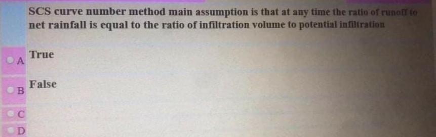 Solved SCS curve number method main assumption is that at | Chegg.com