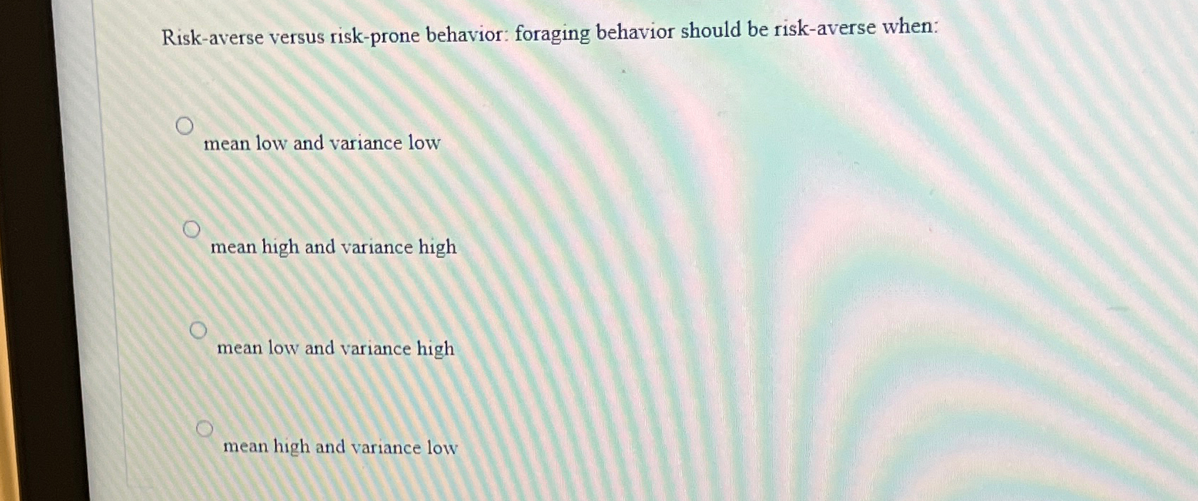 Solved Risk-averse versus risk-prone behavior: foraging | Chegg.com