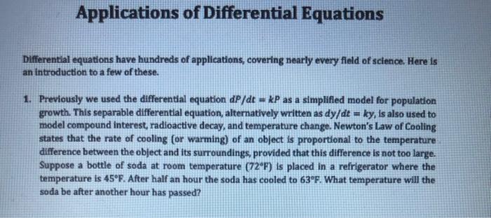 Solved 1. Previously we used the differential equation dP/dt | Chegg.com