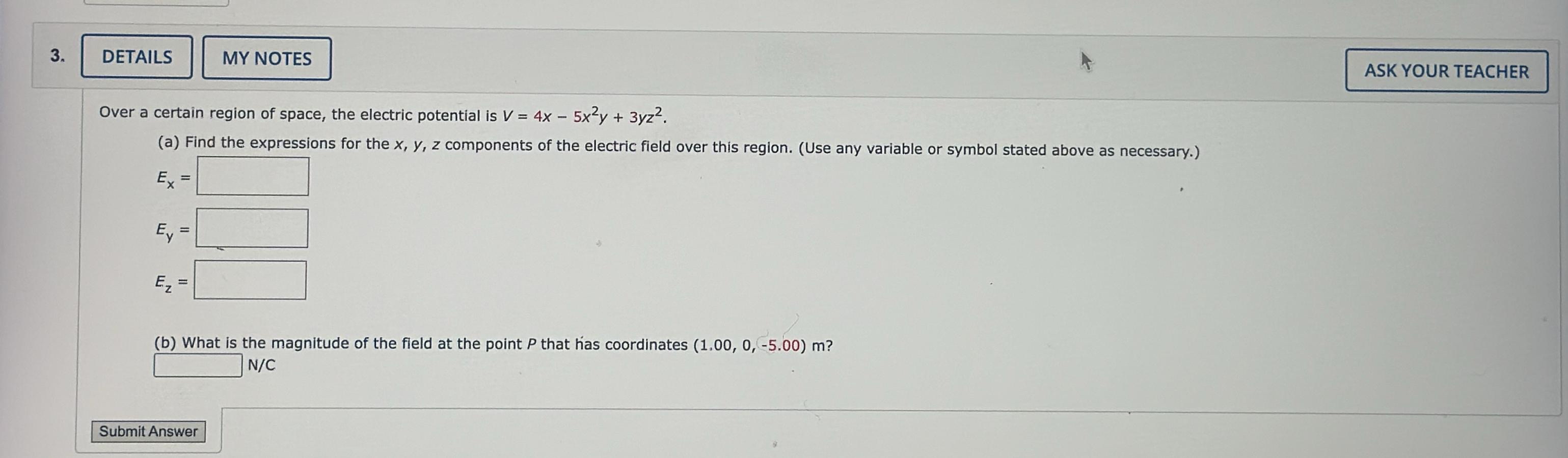 Solved Over a certain region of space, the electric | Chegg.com