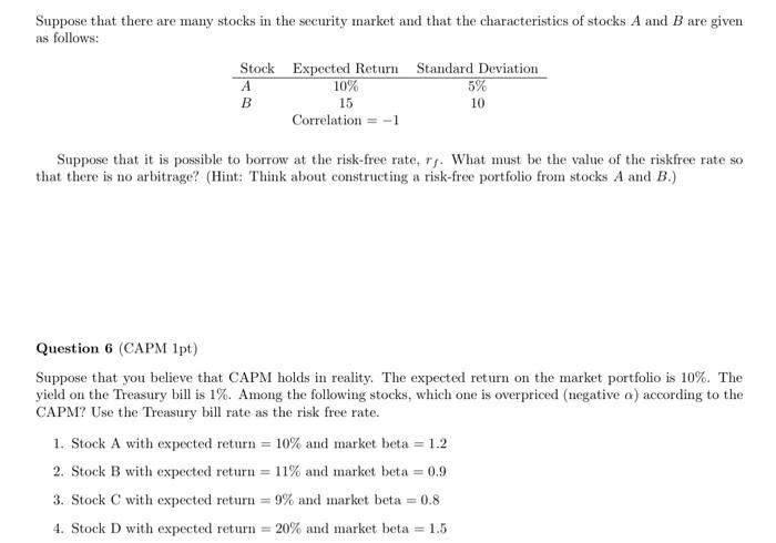 Solved Suppose that there are many stocks in the security | Chegg.com