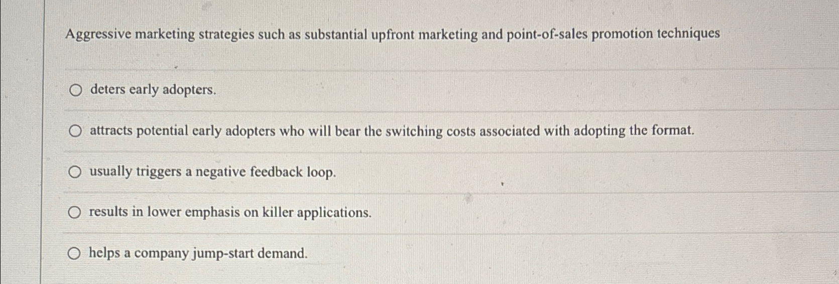 Solved Aggressive marketing strategies such as substantial | Chegg.com