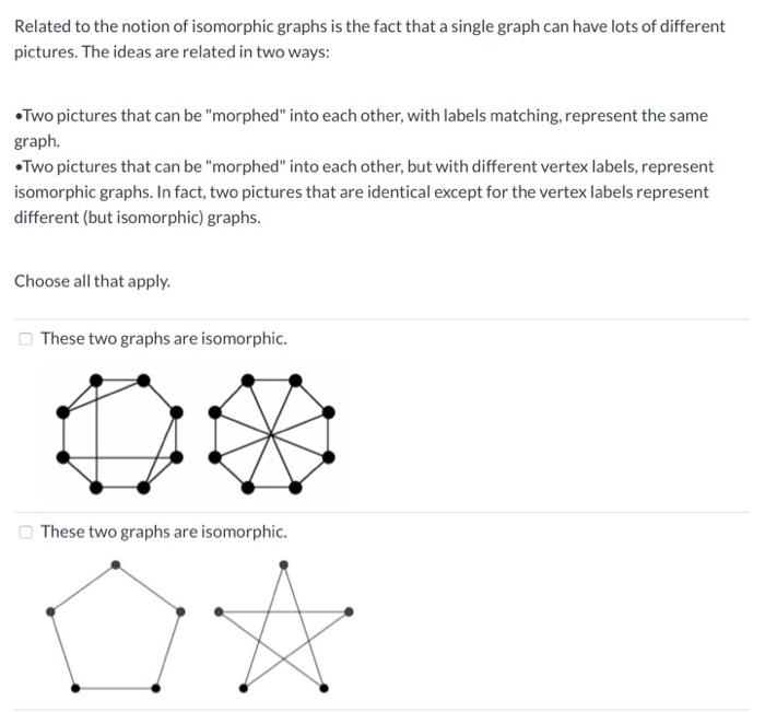 Solved Related to the notion of isomorphic graphs is the | Chegg.com