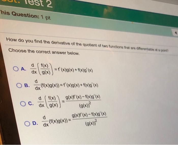 Solved 2 his Question: 1 pt How do you find the derivative | Chegg.com