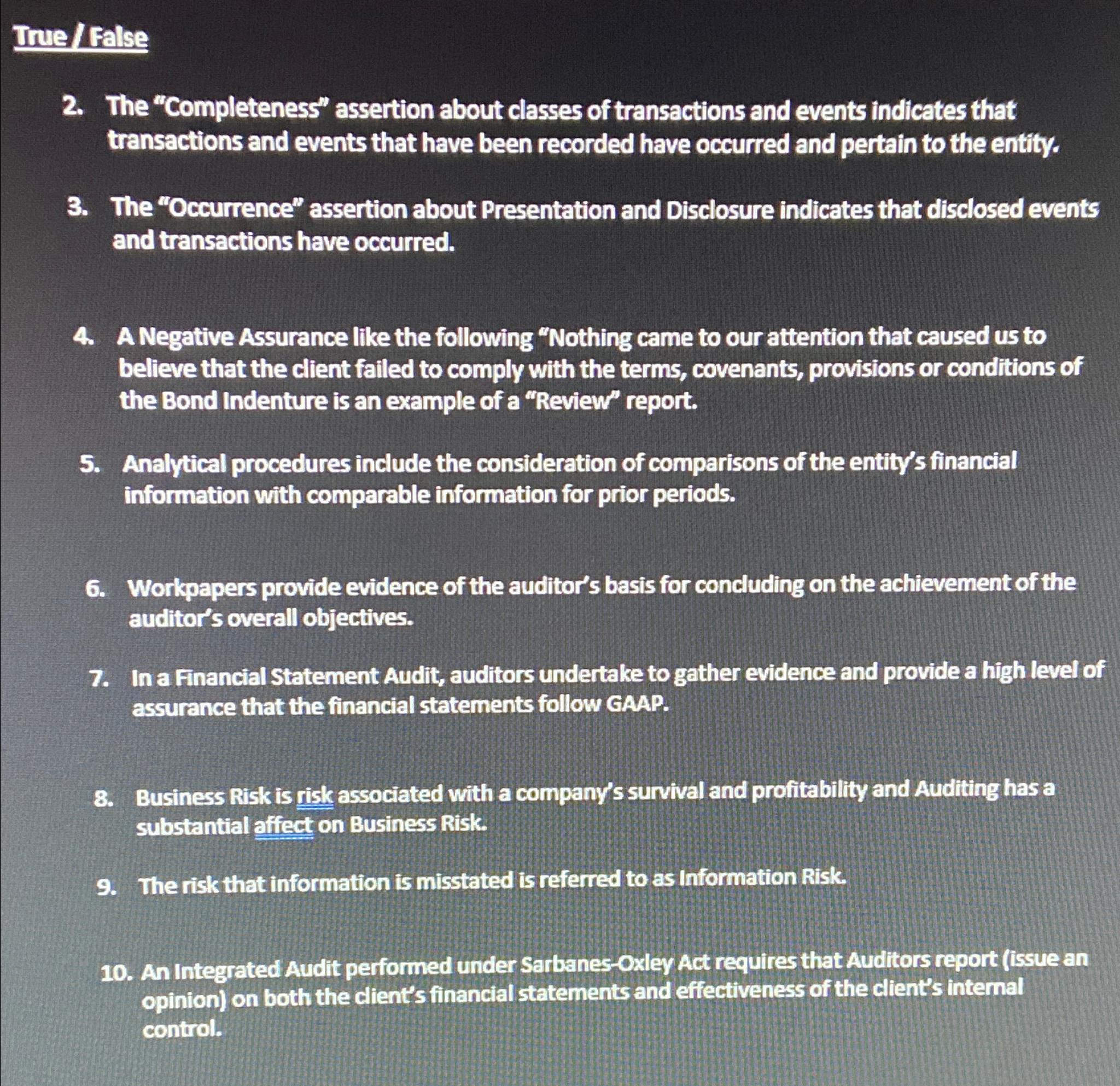 Solved True/false2. ﻿The "Completeness" assertion about | Chegg.com