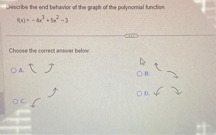 Solved Describe the end behavior of the graph of the | Chegg.com
