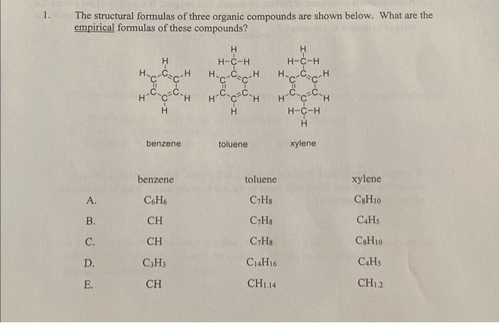 Solved The structural formulas of three organic compounds | Chegg.com