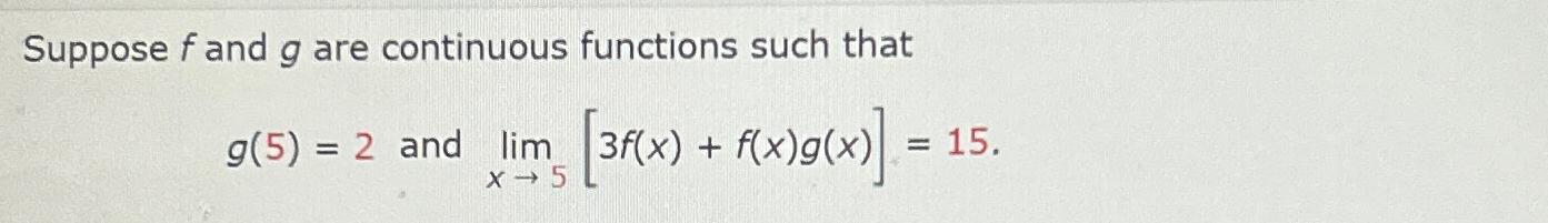 Solved Suppose f ﻿and g ﻿are continuous functions such | Chegg.com