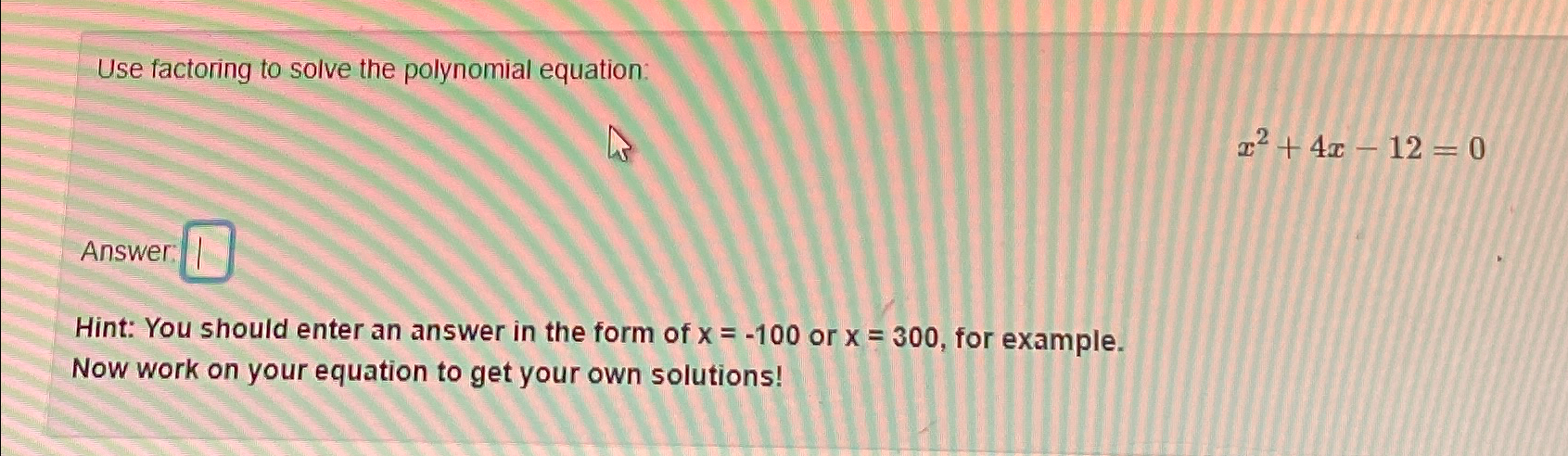 Solved Use factoring to solve the polynomial | Chegg.com