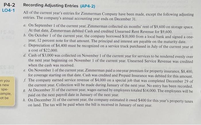 Solved 2 Recording Adjusting Entries (AP4-2) All of the | Chegg.com