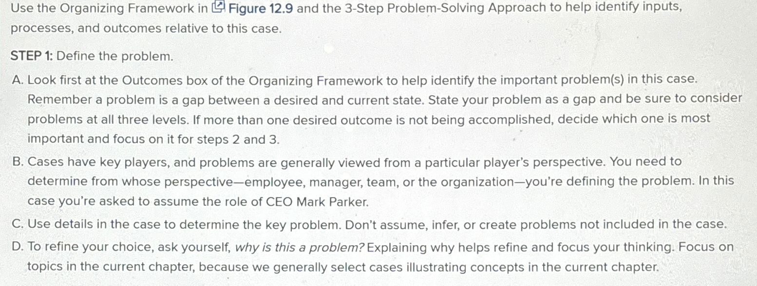 Solved Use the Organizing Framework in Figure 12.9 ﻿and the | Chegg.com