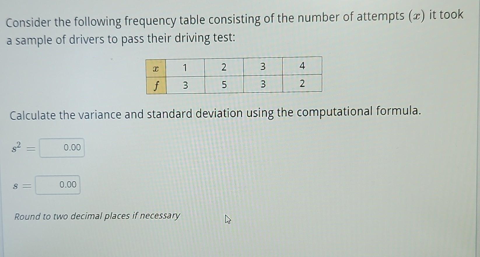Solved Consider the following frequency table consisting of | Chegg.com